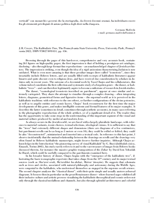 (PDF) Review of Chajes, The Kabbalistic Tree