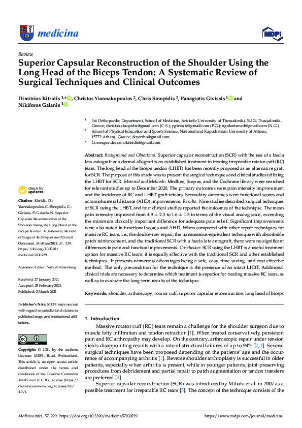 (PDF) Superior Capsular Reconstruction of the Shoulder Using the Long ...