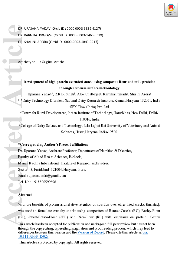 (PDF) Development of high protein extruded snack using composite flour ...