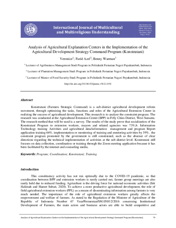 (PDF) Analysis of Agricultural Explanation Centers in the ...
