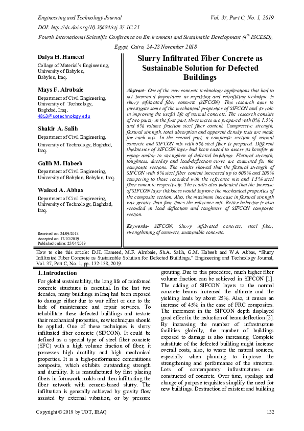 (PDF) Slurry Infiltrated Fiber Concrete as Sustainable Solution for ...