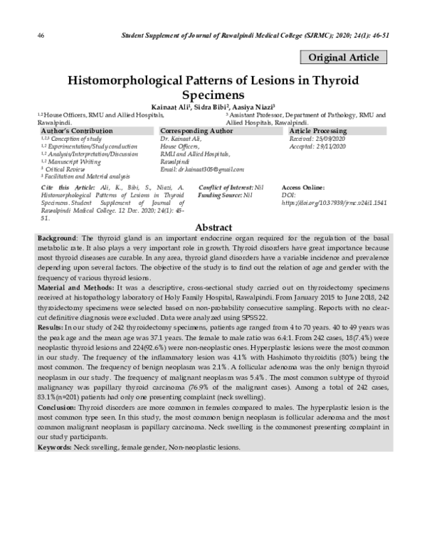 (PDF) Histomorphological Patterns of Lesions in Thyroid Specimens