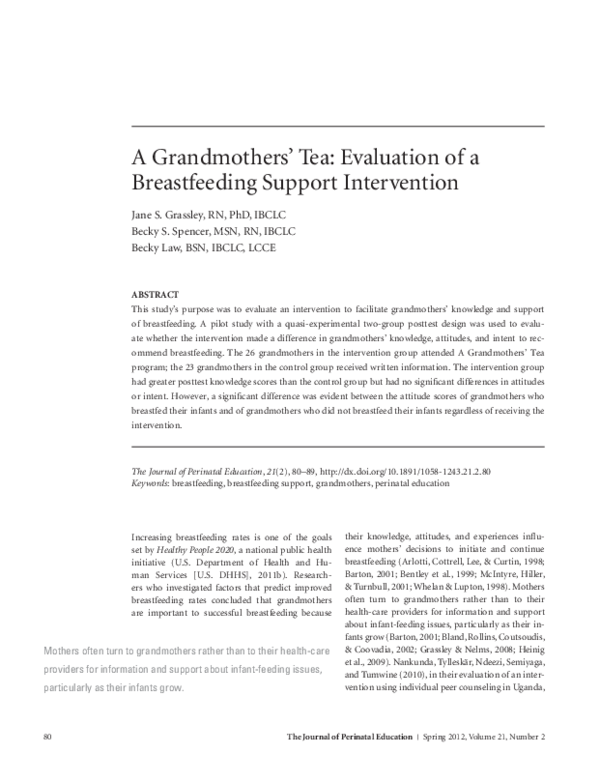 (PDF) A Grandmothers’ Tea: Evaluation of a Breastfeeding Support ...