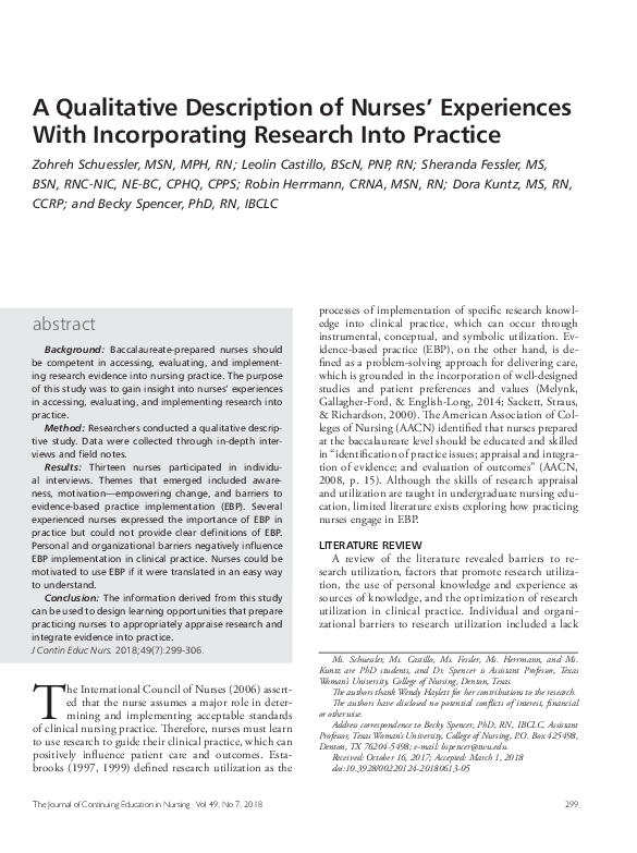 (PDF) A Qualitative Description of Nurses' Experiences With ...