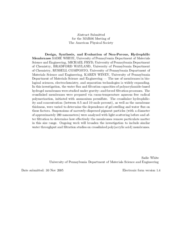 (PDF) Design, Synthesis, and Evaluation of Non-Porous, Hydrophilic ...