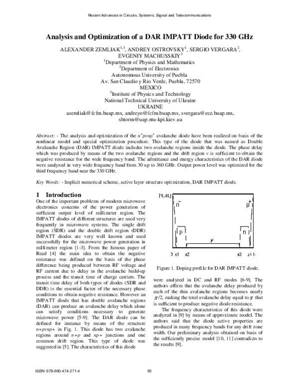 Pdf Nonlinear Analysis And Structure Optimization Of A Dar Impatt Diode