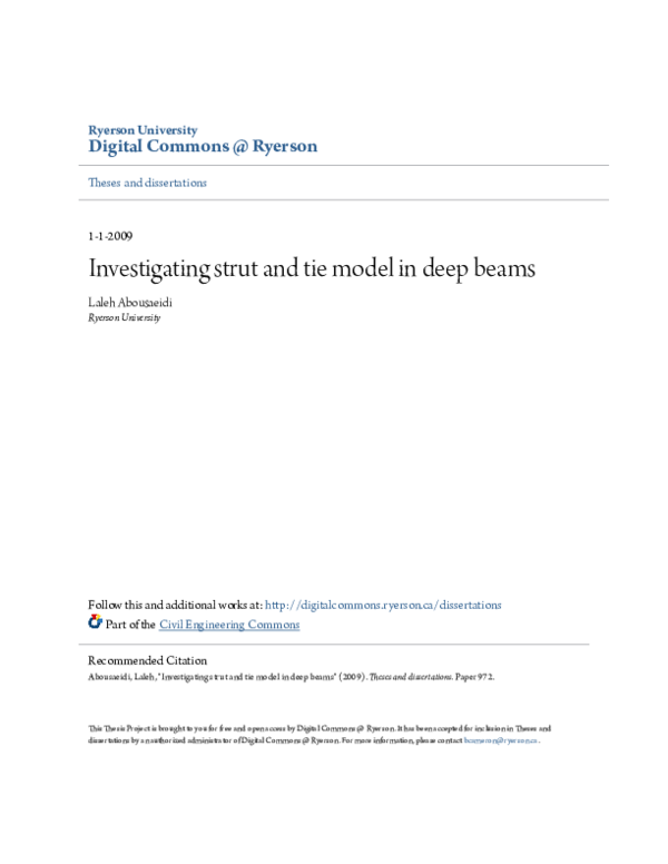 (PDF) Investigating strut and tie model in deep beams