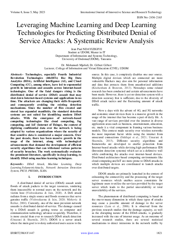 (PDF) Leveraging Machine Learning and Deep Learning Technologies for Predicting Distributed ...
