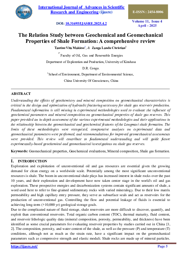 (PDF) The Relation Study between Geochemical and Geomechanical ...