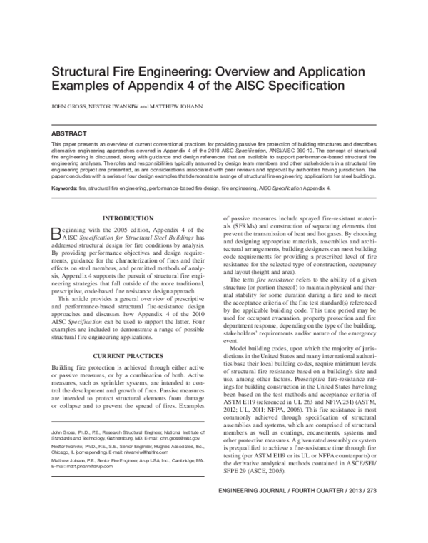 (PDF) Structural Fire Engineering: Overview and Application Examples of ...