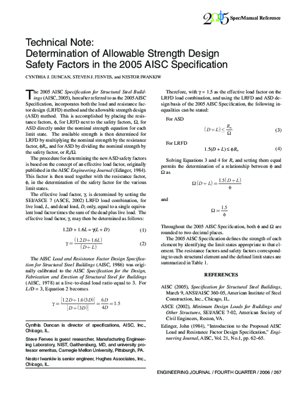 (PDF) Technical Note: Determination of Allowable Strength Design Safety ...