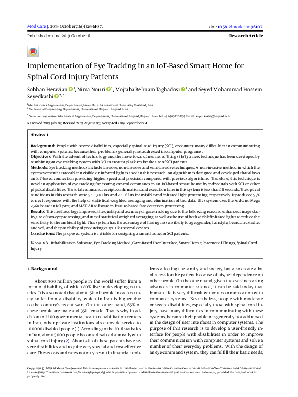 (PDF) Implementation of Eye Tracking in an IoT-Based Smart Home for ...