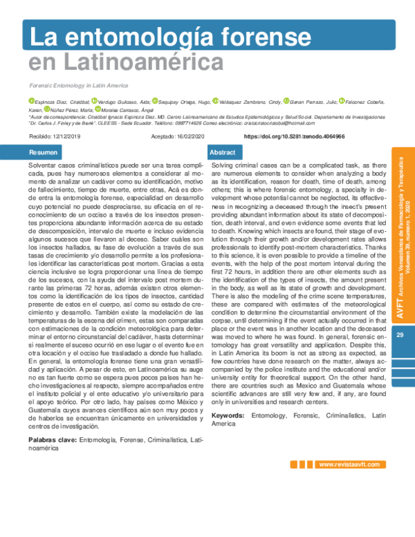 (PDF) Forensic entomology in Latin America