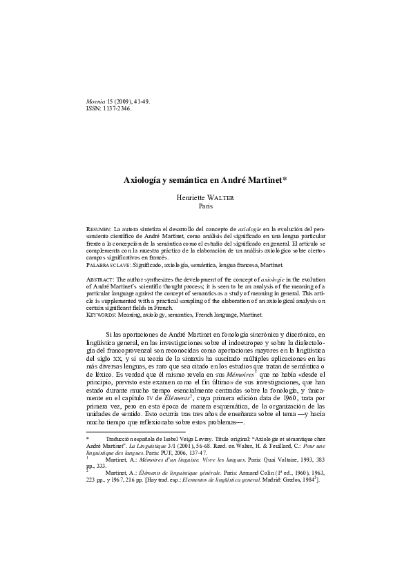 (PDF) Axiología y semántica en André Martinet