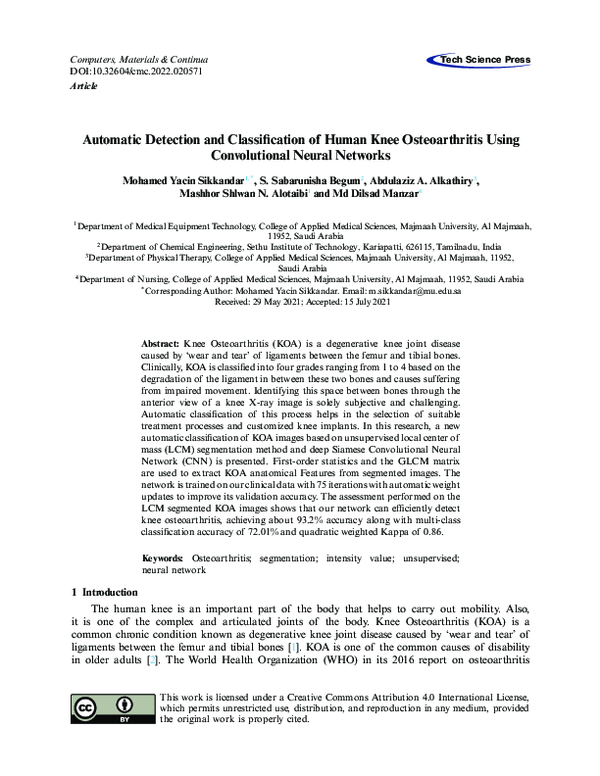 (PDF) Automatic Detection and Classification of Human Knee ...