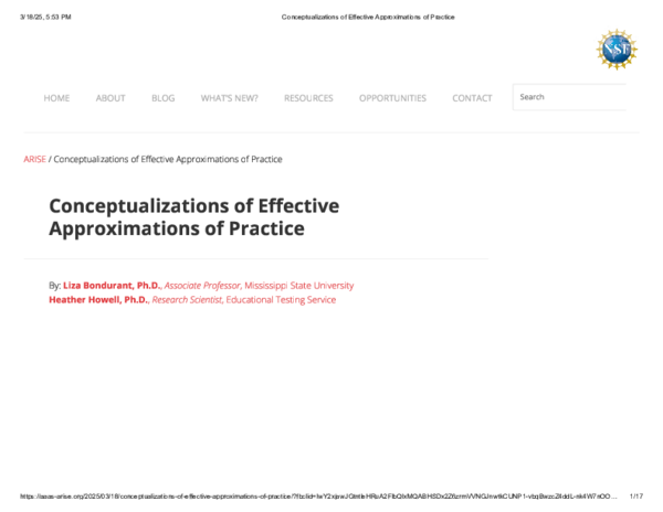 (PDF) Conceptualizations of Effective Approximations of Practice