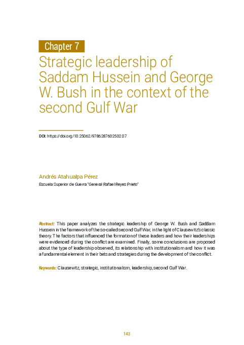 (PDF) Strategic leadership of Saddam Hussein and George W. Bush in the ...