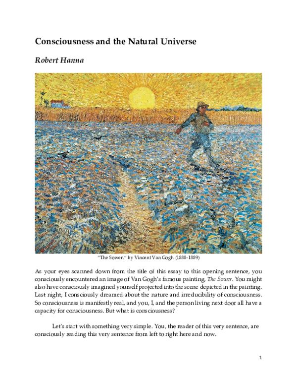 (PDF) Consciousness and the Natural Universe (May 2025 version)
