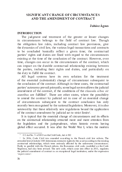 (PDF) Significant Change of Circumstances and the Amendment of Contract