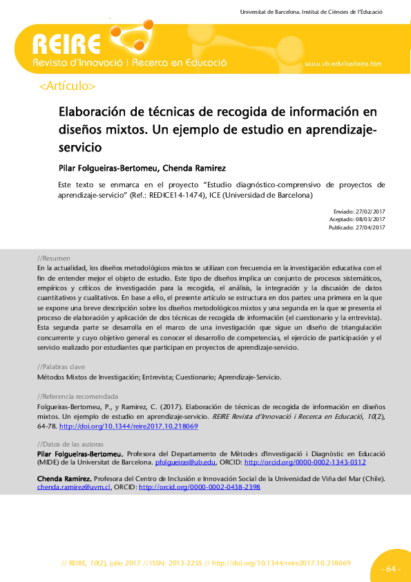 (PDF) Elaboraci n de t cnicas de recogida de informaci n en dise os mixtos. Un ejemplo de ...