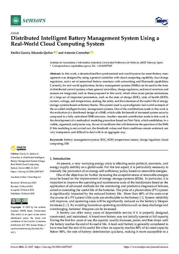 (PDF) Distributed Intelligent Battery Management System Using a Real ...