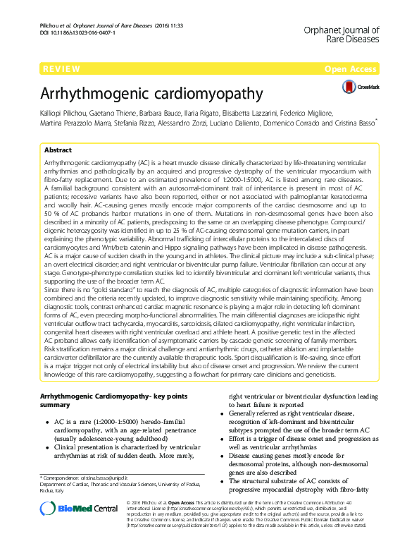(PDF) Arrhythmogenic cardiomyopathy