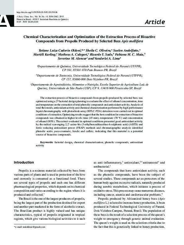 (PDF) Chemical Characterization and Optimization of the Extraction ...