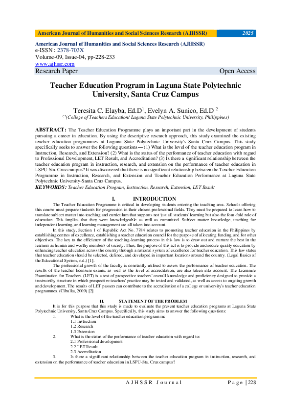 (PDF) Teacher Education Program in Laguna State Polytechnic University ...