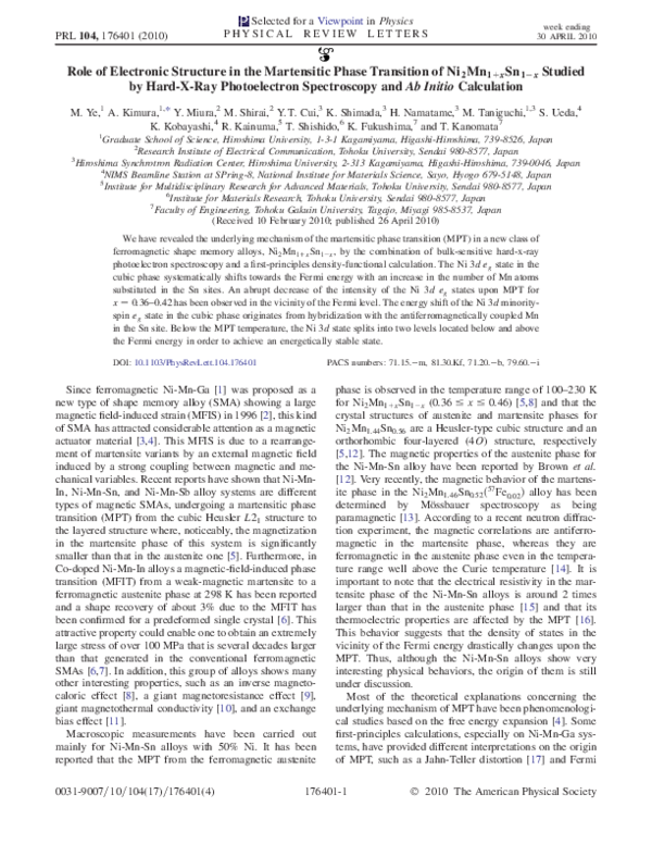 (PDF) Role of Electronic Structure in the Martensitic Phase Transition ...