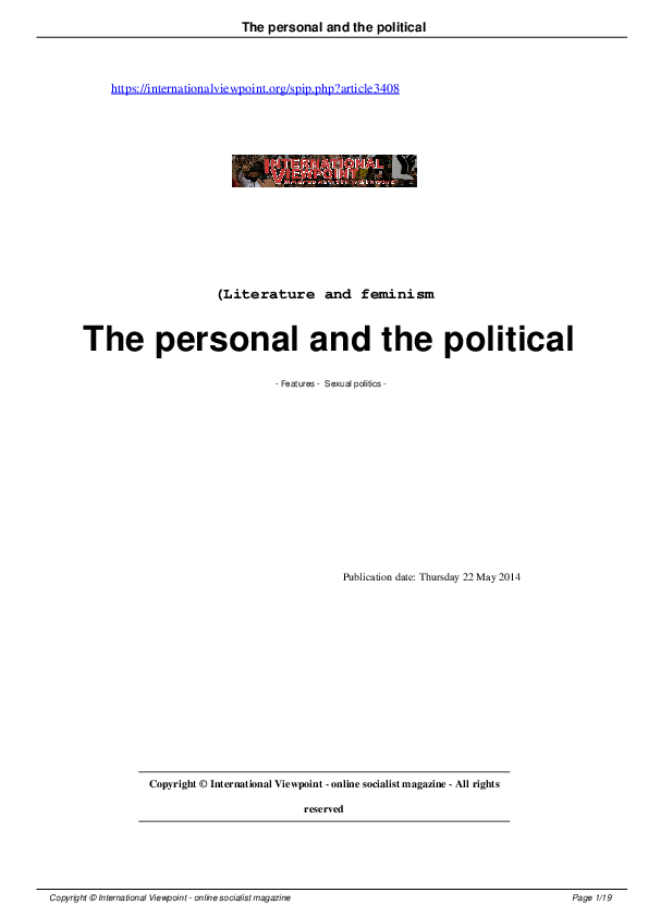 (PDF) Personal and Political