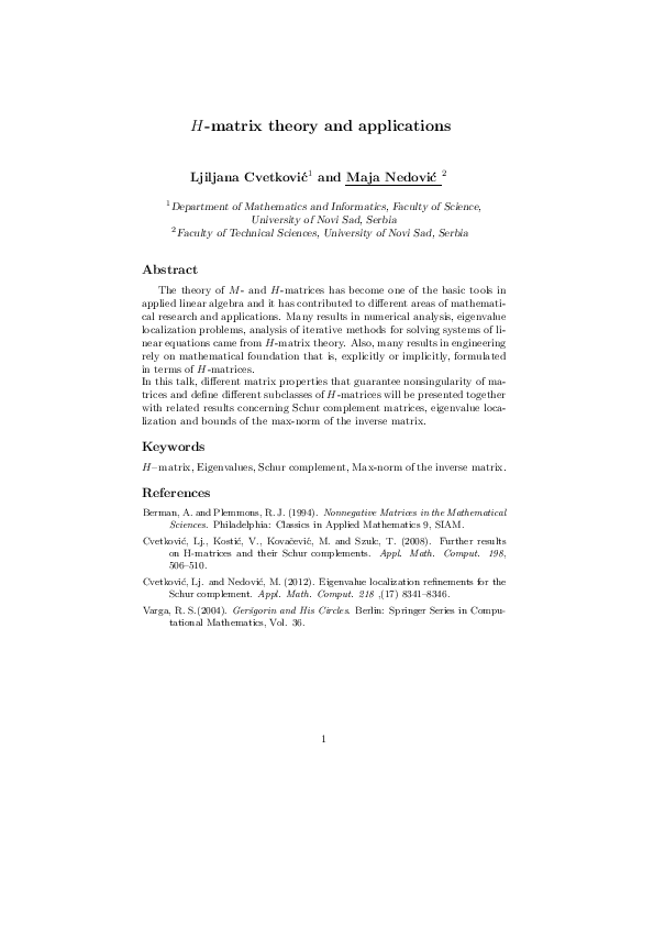 (PDF) H-matrix theory and applications