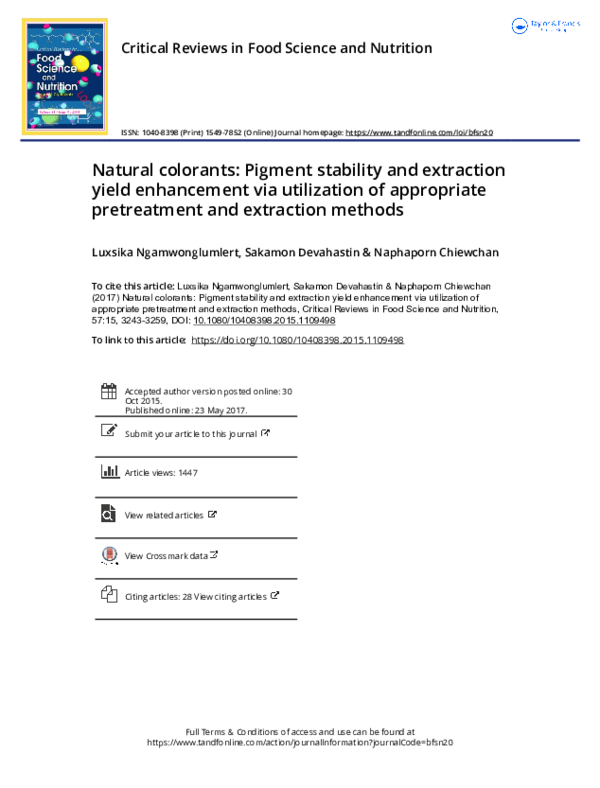(PDF) Natural Colorants: Pigment Stability and Extraction Yield ...