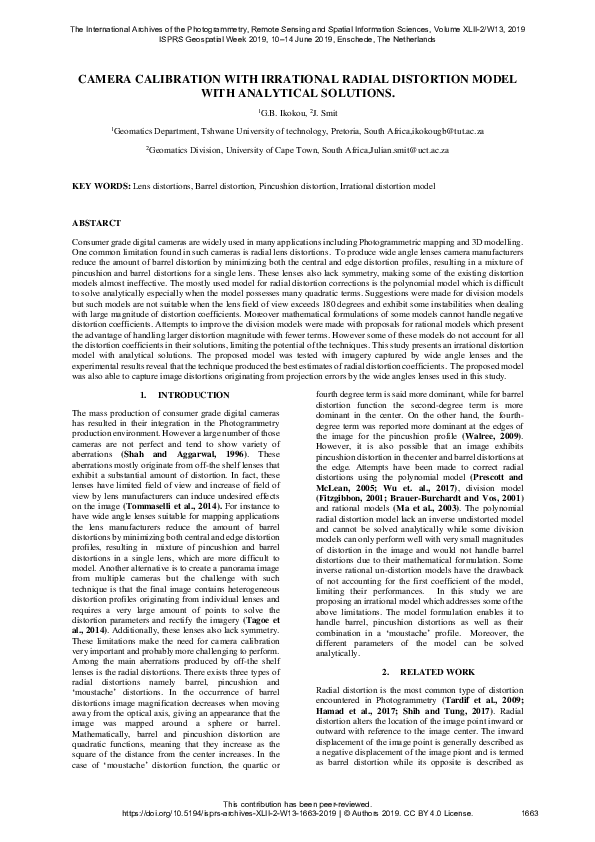 (PDF) Camera Calibration with Irrational Radial Distortion Model with ...