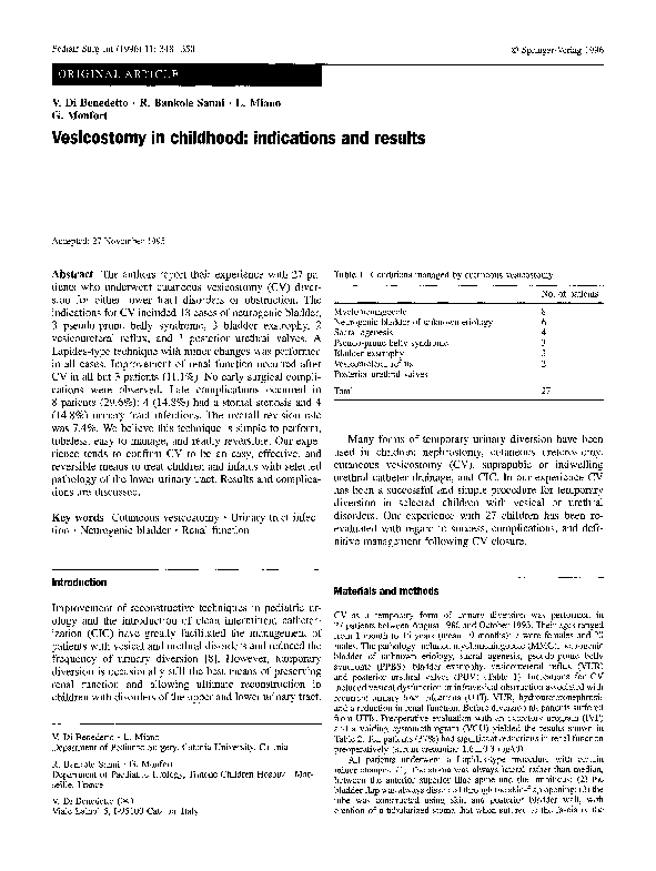 (PDF) Vesicostomy in childhood: indications and results
