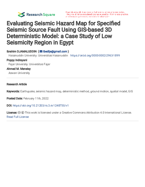 (PDF) Evaluating Seismic Hazard Map for Specified Seismic Source Fault ...