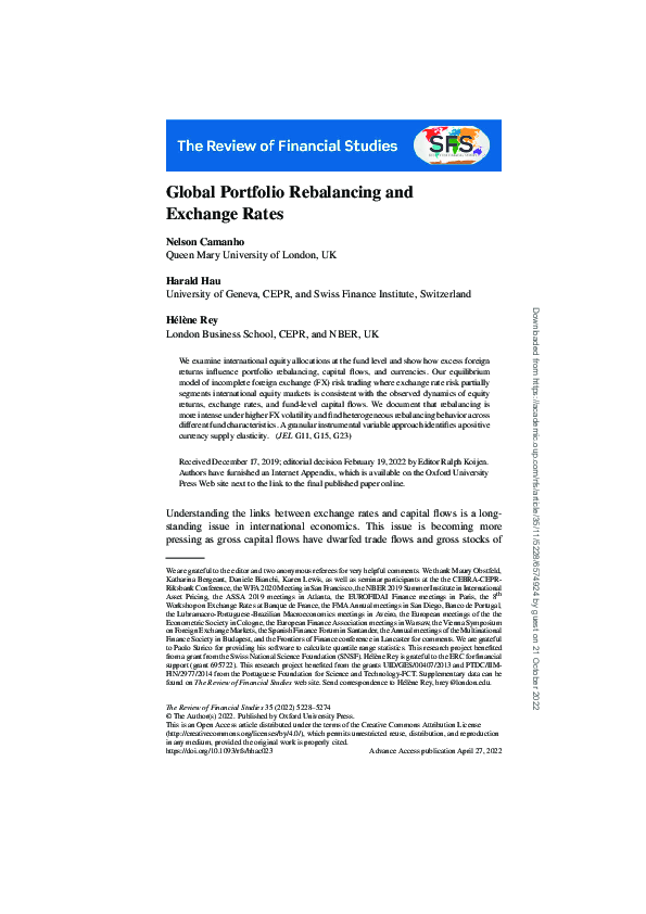 (PDF) Global Portfolio Rebalancing and Exchange Rates