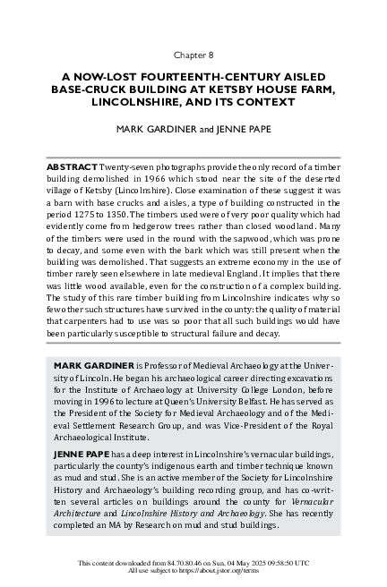 (PDF) A NOW-LOST FOURTEENTH-CENTURY AISLED BASE-CRUCK BUILDING AT KETSBY HOUSE FARM ...