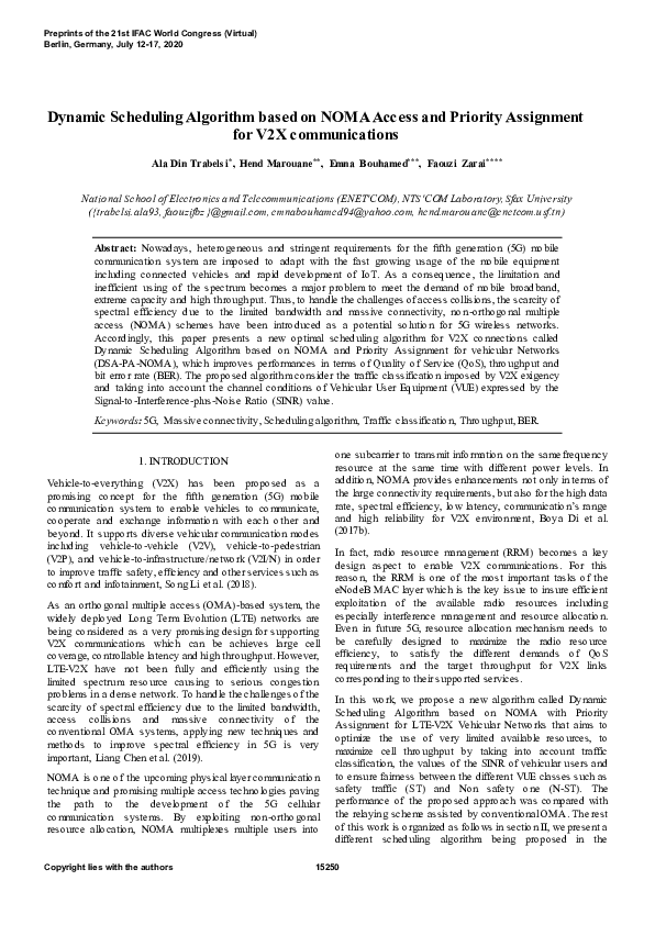 (PDF) Dynamic Scheduling Algorithm based on NOMA Access and Priority Assignment for V2X ...