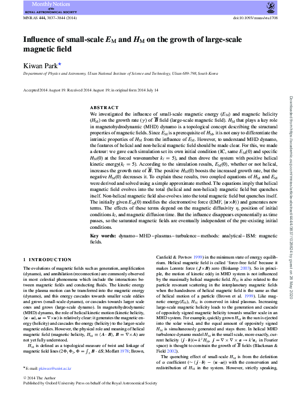 (PDF) Influence of small-scale EM and HM on the growth of large-scale ...