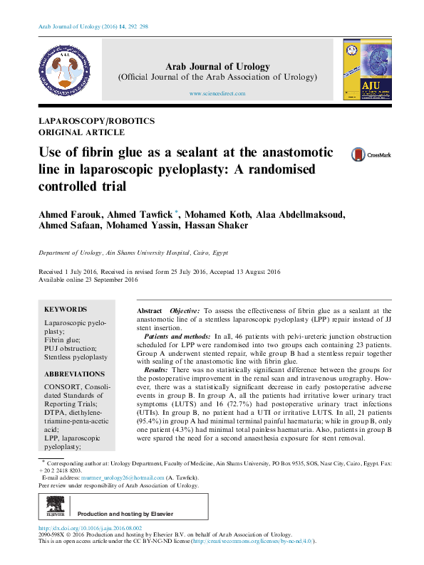 (PDF) Use of fibrin glue as a sealant at the anastomotic line in ...