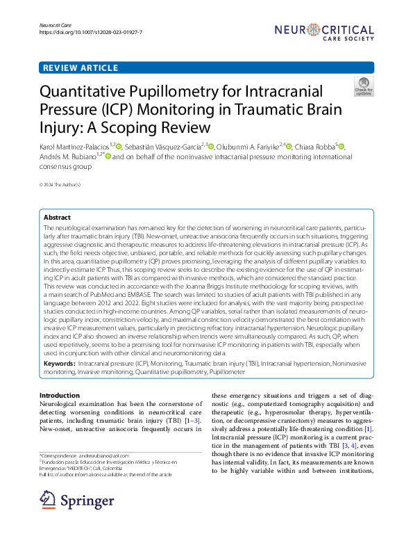 (PDF) Quantitative Pupillometry for Intracranial Pressure (ICP ...