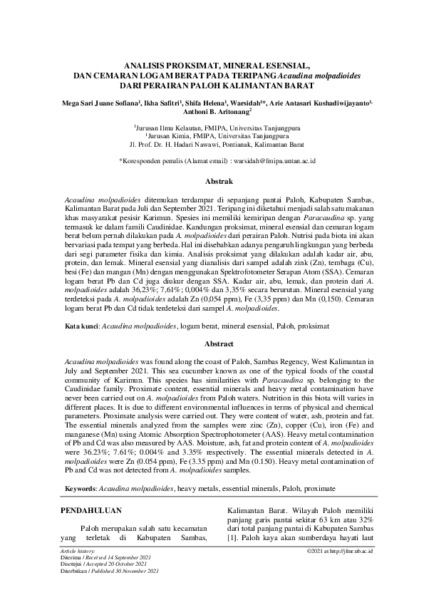 (PDF) ANALISIS PROKSIMAT, MINERAL ESENSIAL, DAN CEMARAN LOGAM BERAT ...