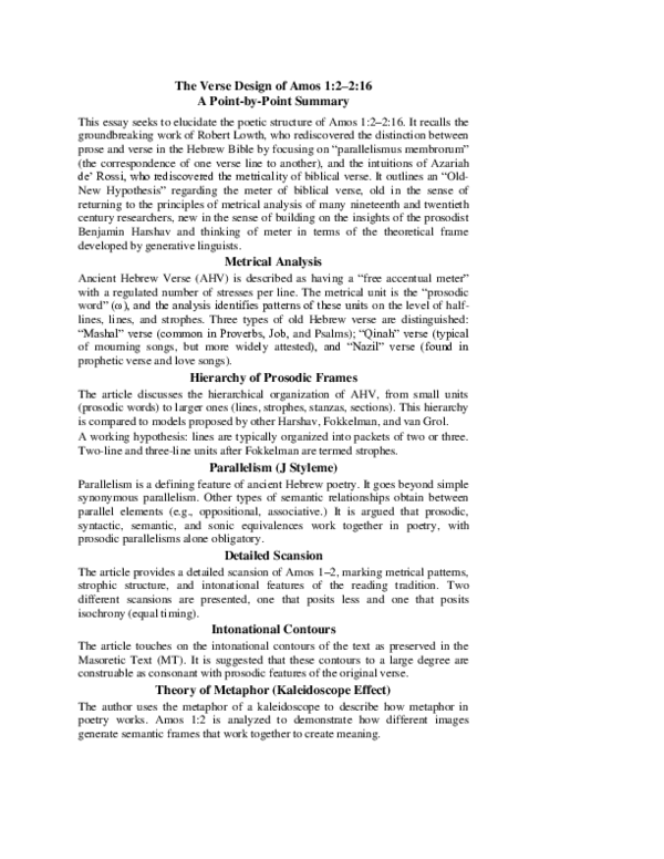 (PDF) The Verse Design of Amos 1:2-2:16