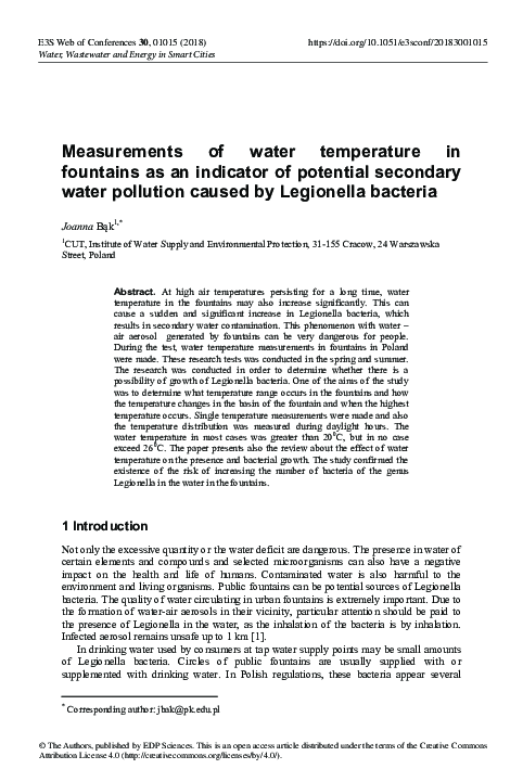 (PDF) Measurements of water temperature in fountains as an indicator of ...