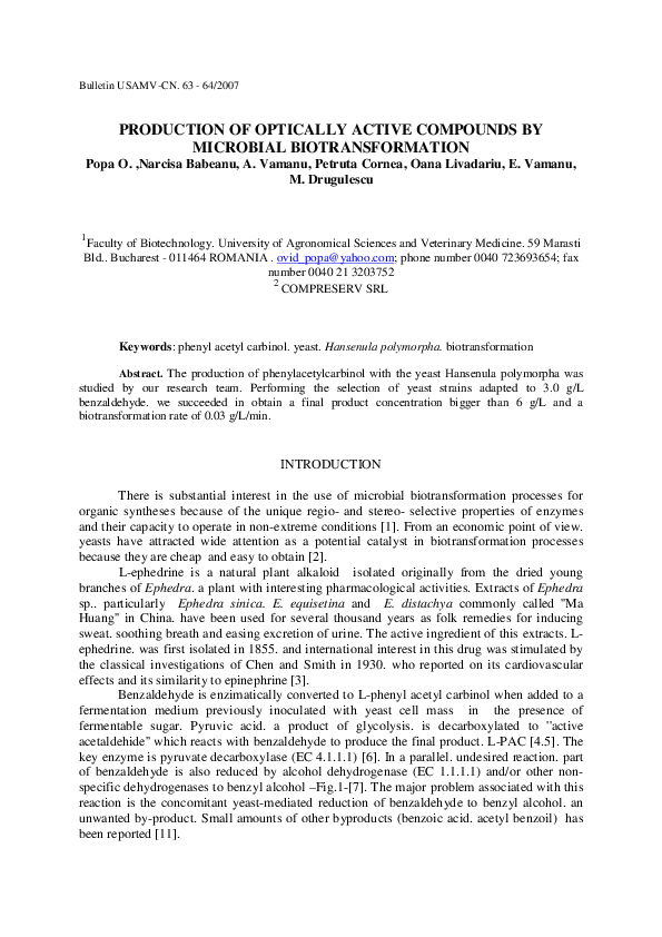 (PDF) Production of Optically Active Compounds by Microbial ...