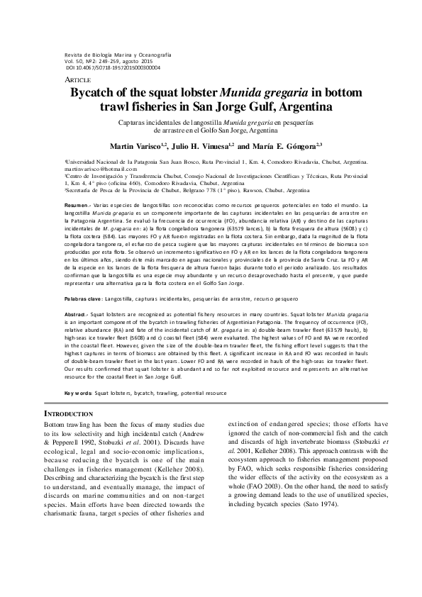 (PDF) Bycatch of the squat lobster Munida gregaria in bottom trawl ...