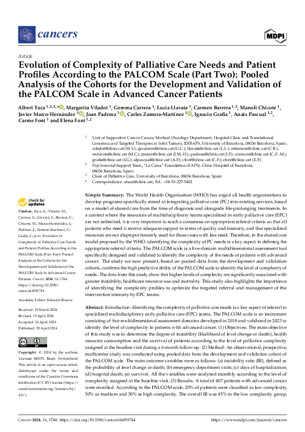 (PDF) Evolution of Complexity of Palliative Care Needs and Patient ...
