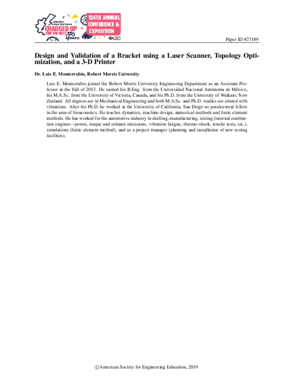 (PDF) Design and Validation of a Bracket Using a Laser Scanner ...