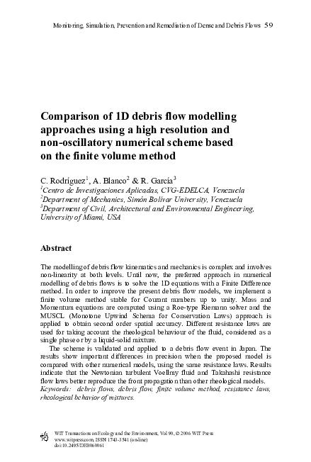 (PDF) Comparison of 1D debris flow modelling approaches using a high ...