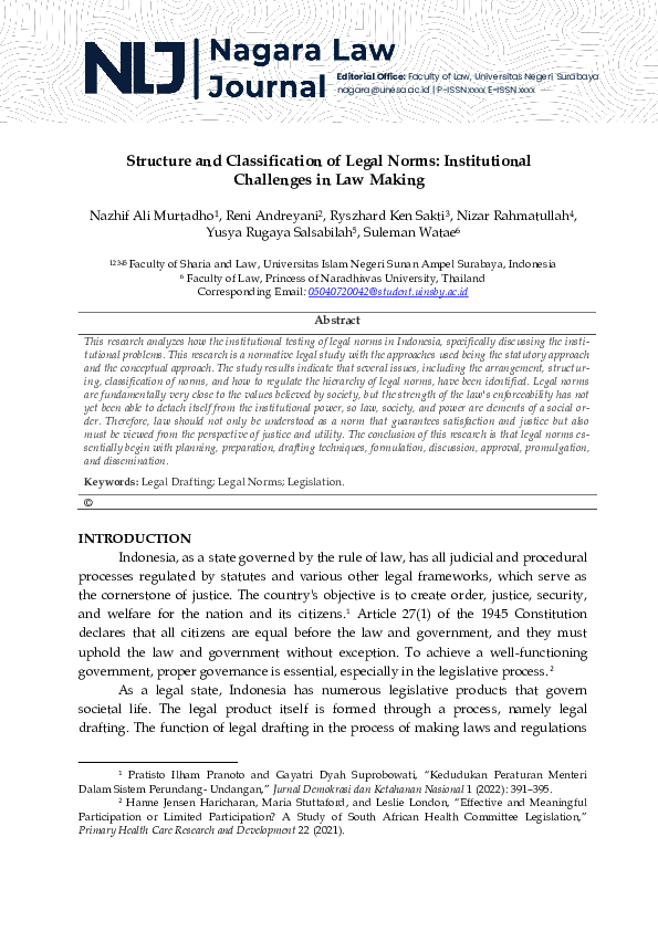 (PDF) Structure and Classification of Legal Norms: Institutional ...